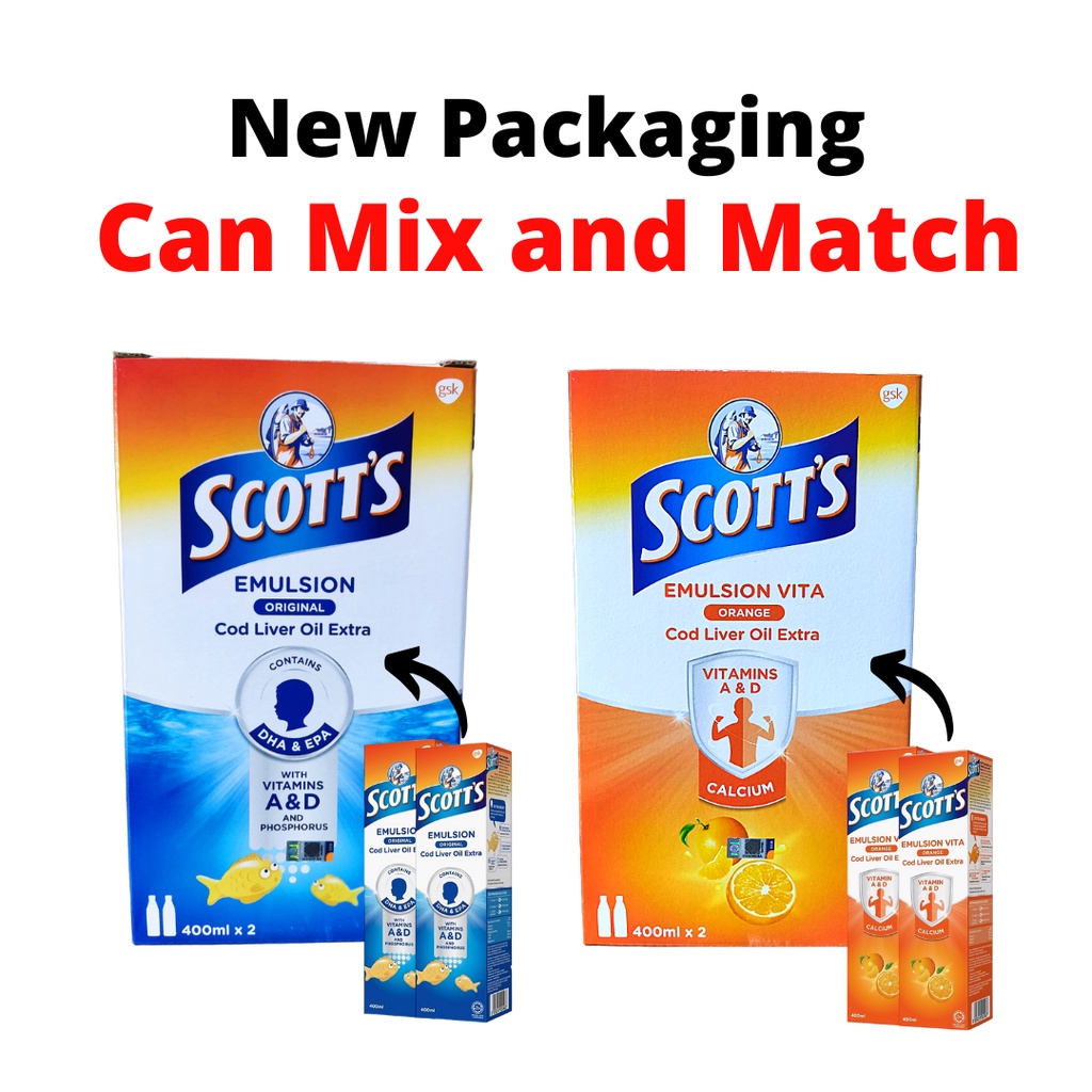 Scott's Emulsion Cod Liver Oil 400ml | Vitamin A | Vitamin D | DHA ...