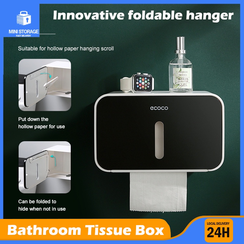 ECOCO Waterproof Bathroom Tissue Box Wall Mounted Paper Roll Holder ...