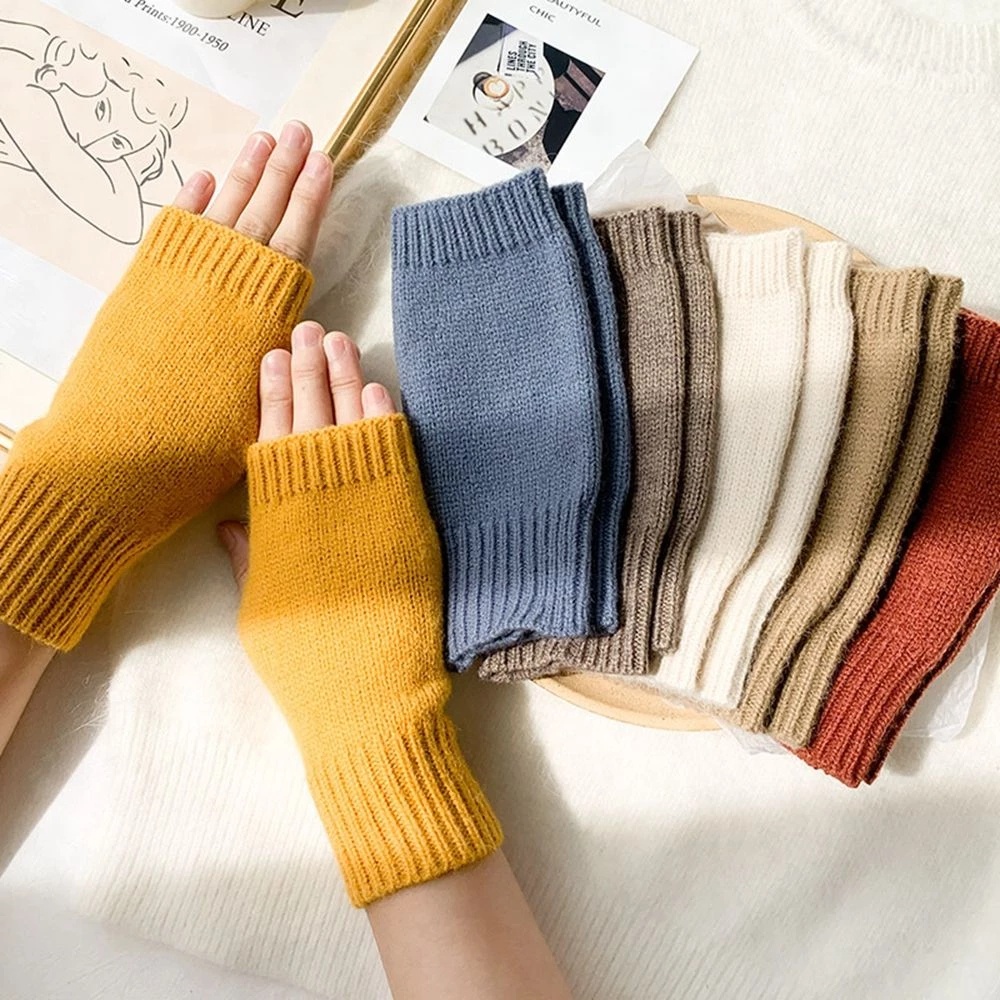 1 Pair Winter Gloves Female Fingerless Gloves Without Fingers Women ...
