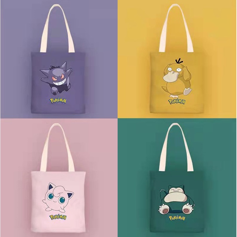 Pokemon Cartoon Canvas tote Bag Women's Shoulder bag handbag Simple ...