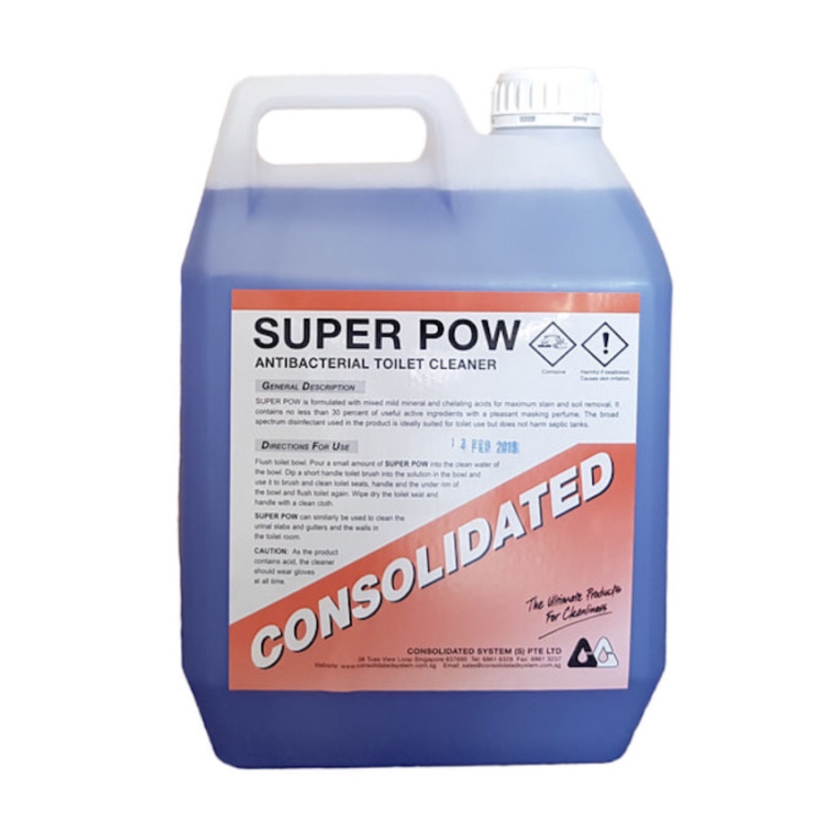 (1 CARTON 4 BOTTLES) CONSOLIDATED Super Pow 5L Toilet Bowl Cleaner ...