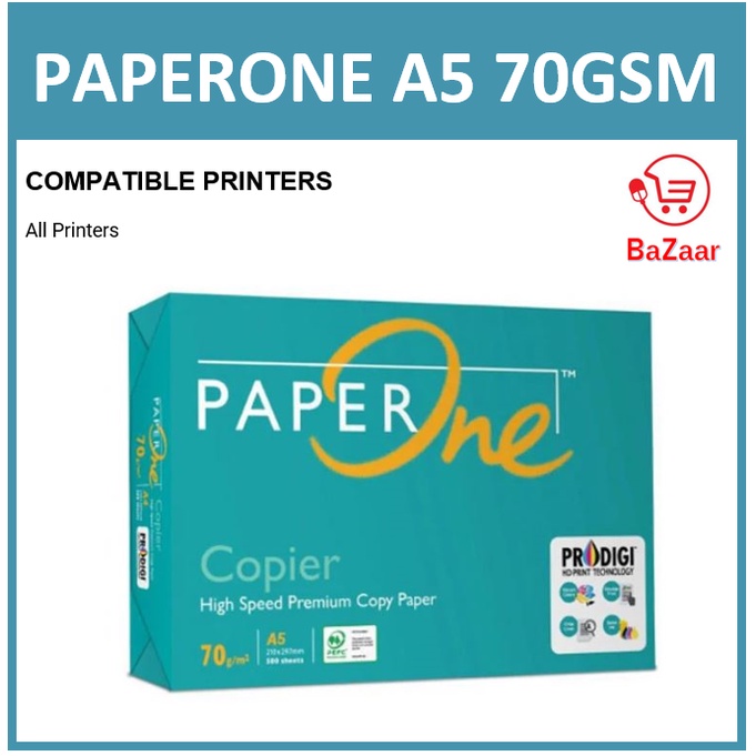 [PAPERS] PaperOne Paper One A5 (half size of A4) 70gsm Paper Bond Paper (1 ream only) | Shopee ...