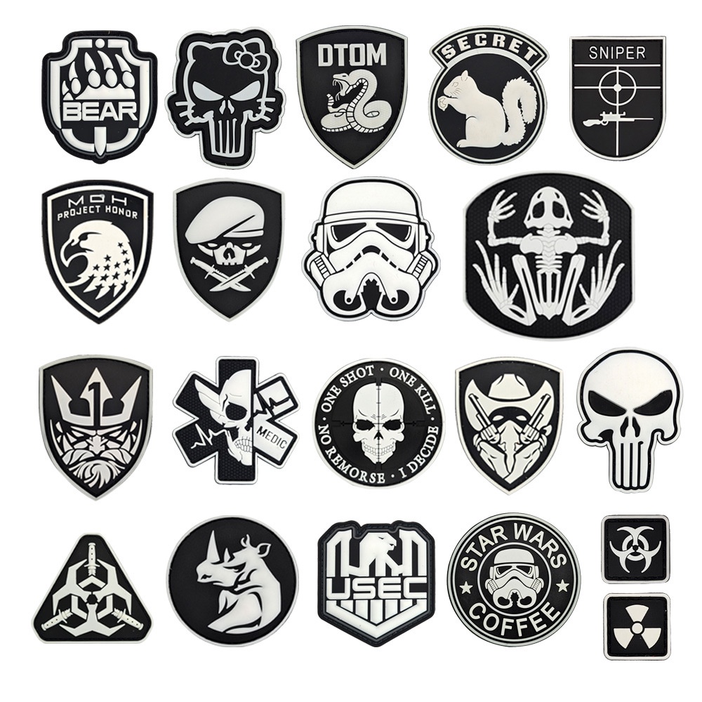 3D PVC Thickened Rubber Badge Velcro Patch Drop Plastic Label Tactical ...