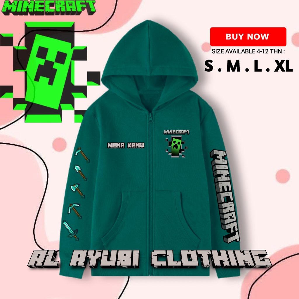 MINECRAFT Children's Zipper Hoodie / MINECRAFT Children's Zipper Jacket ...