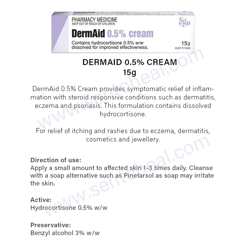 DermAid Cream 0.5% 15g - for Itching, Rashes due to Eczema, Dermatitis ...