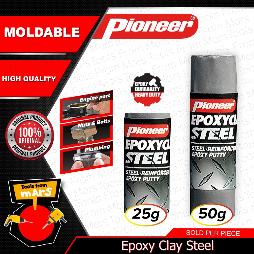 PIONEER Epoxy Clay STEEL 25g | 50g [SOLD PER PIECE] Moldable Repairs ...