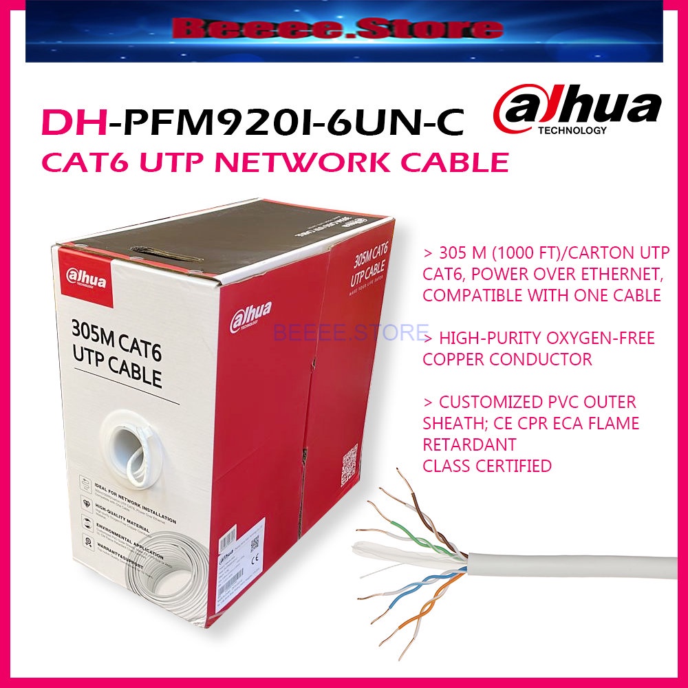 DAHUA CAT6 DH-PFM920I-6UN-C 305M UTP CAT6 LSZH CPR E CABLE CAT6 UTP NETWORK CABLE (305M ...