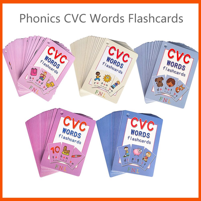 Kids CVC Phonics Flashcards 131 PCS English Spelling Vocabulary ...