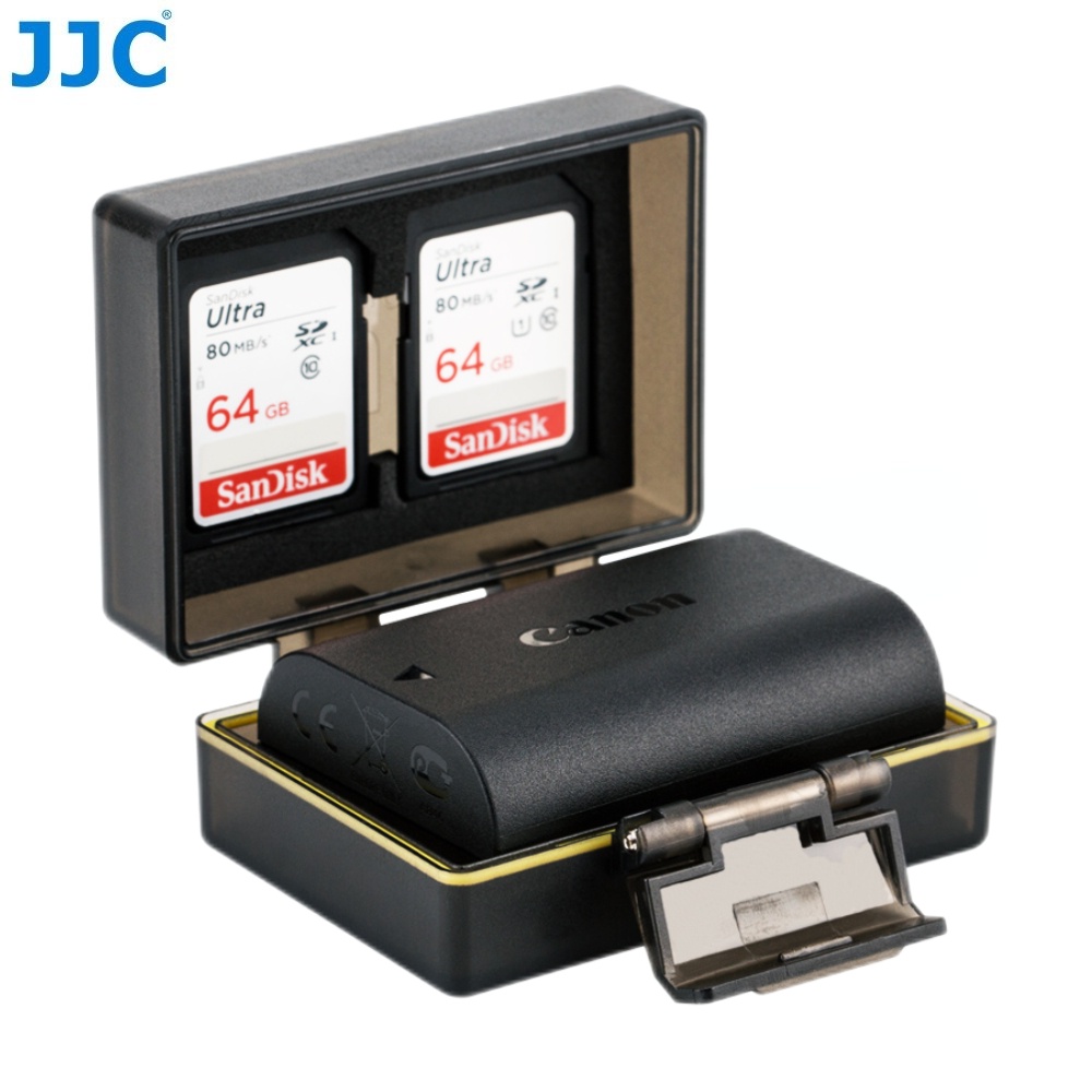 JJC 2-in-1 Camera Battery Case with Extra SD MSD XQD Memory Card Slots ...