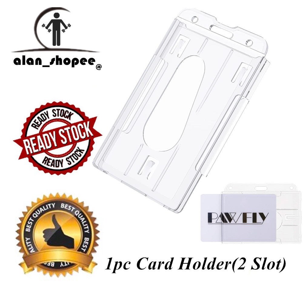 1Pcs Hard Plastic Badge Card Holder, with Easy Access Thumb Slot, Holds ...