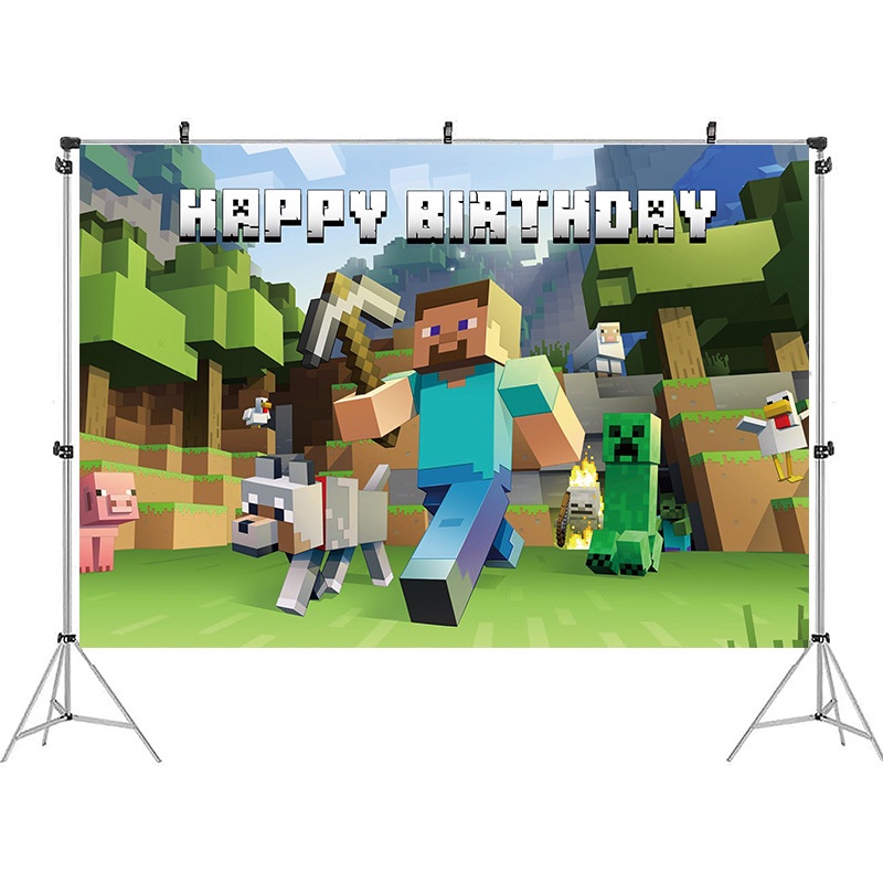 [SG] Minecraft Backdrop Photography Birthday Banner Supplies for Baby ...