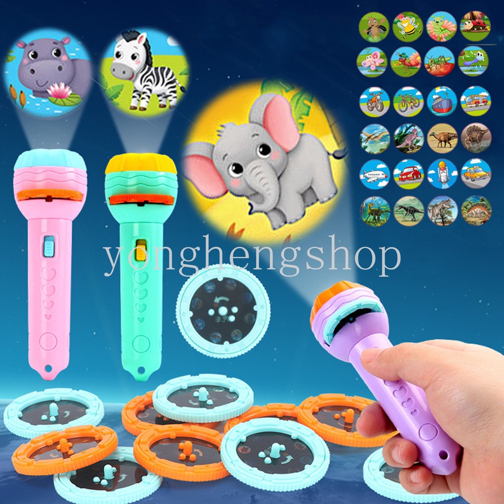 Creative Cartoon Animal Fun Luminous Projector Slide Bedtime Toys Baby ...