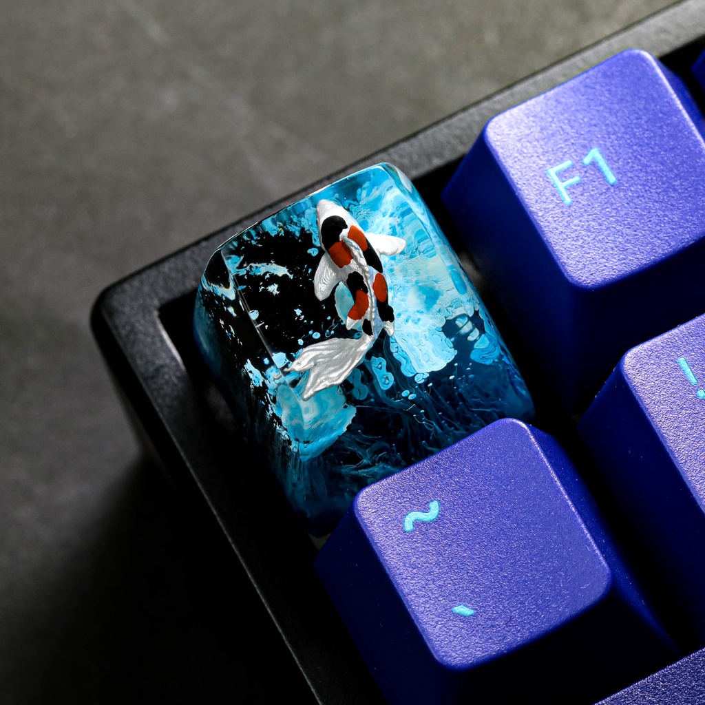 Blue black koi fish keyboard button, colorful koi fish Keycap, odd ...