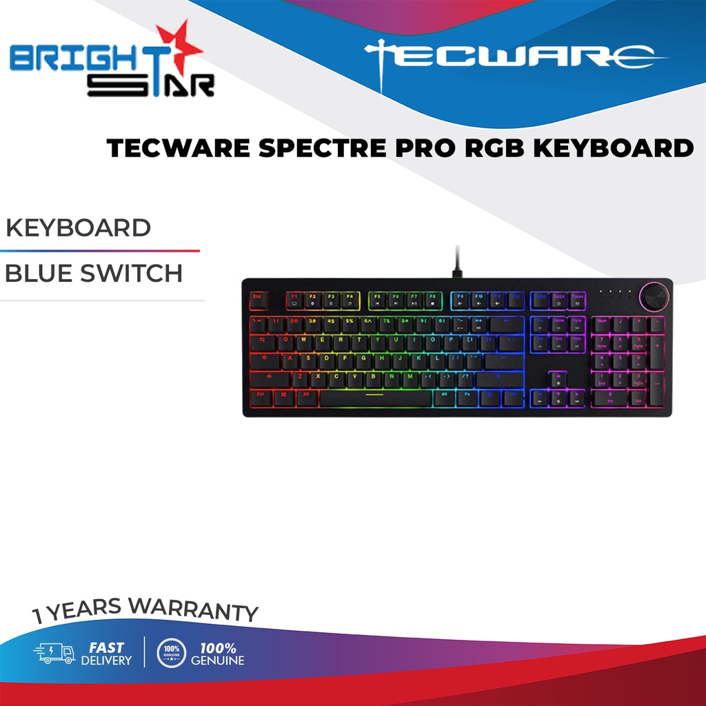 TECWARE SPECTRE PRO RGB KEYBOARD (BLUE / BROWN / RED SWITCH) | Shopee ...