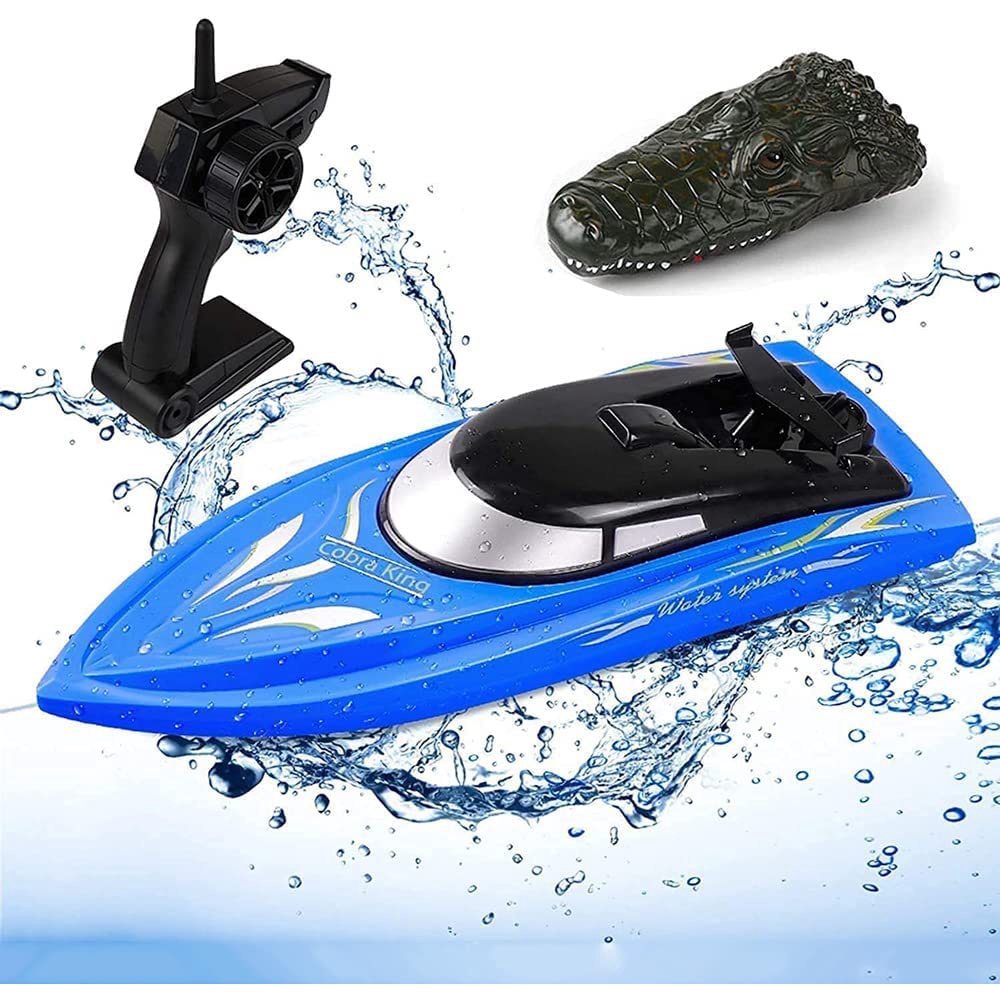 2 in 1 RC Boat for Kids 2.4G Crocodile Remote Control Boat for Pools ...