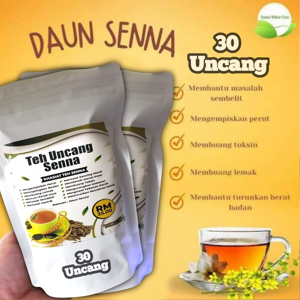 SENNA TEA 100% ASLI TEH KURUS/DETOKS/Daun sanna/ Daun senna 30 uncang ...