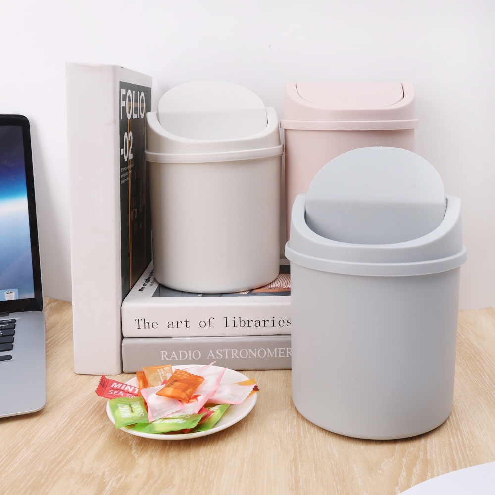 Mini Desktop Trash Can Home Car Storage Bucket With Lid /Garbage Bin ...