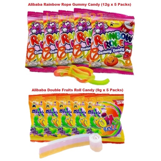 Alibaba Rainbow Rope Gummy Candy (12g x 5 Packs) / Alibaba Double ...