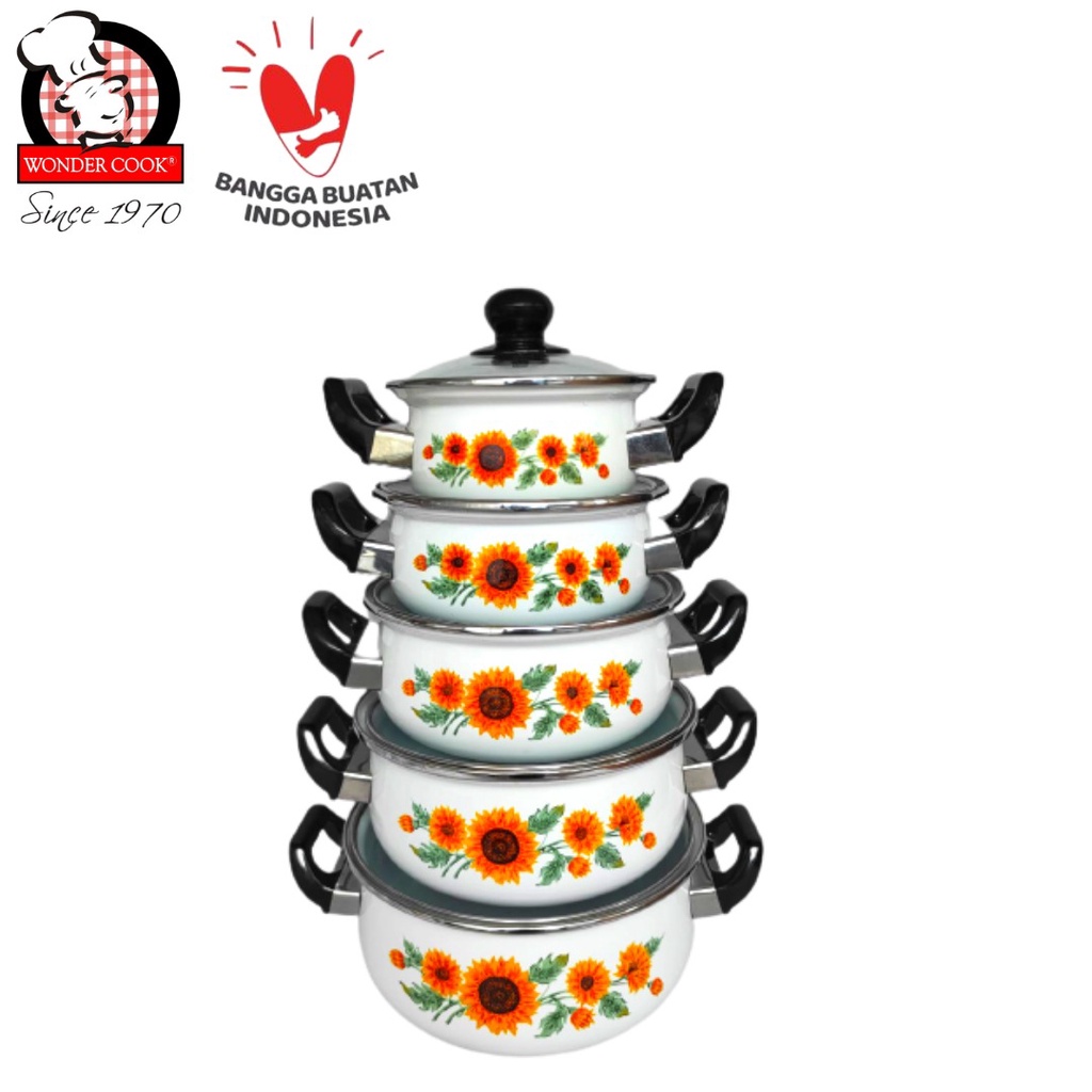 WONDERCOOK 10 Pc Pan Set Cookware Enamel Imperial Deluxe 16/18/20/22 ...