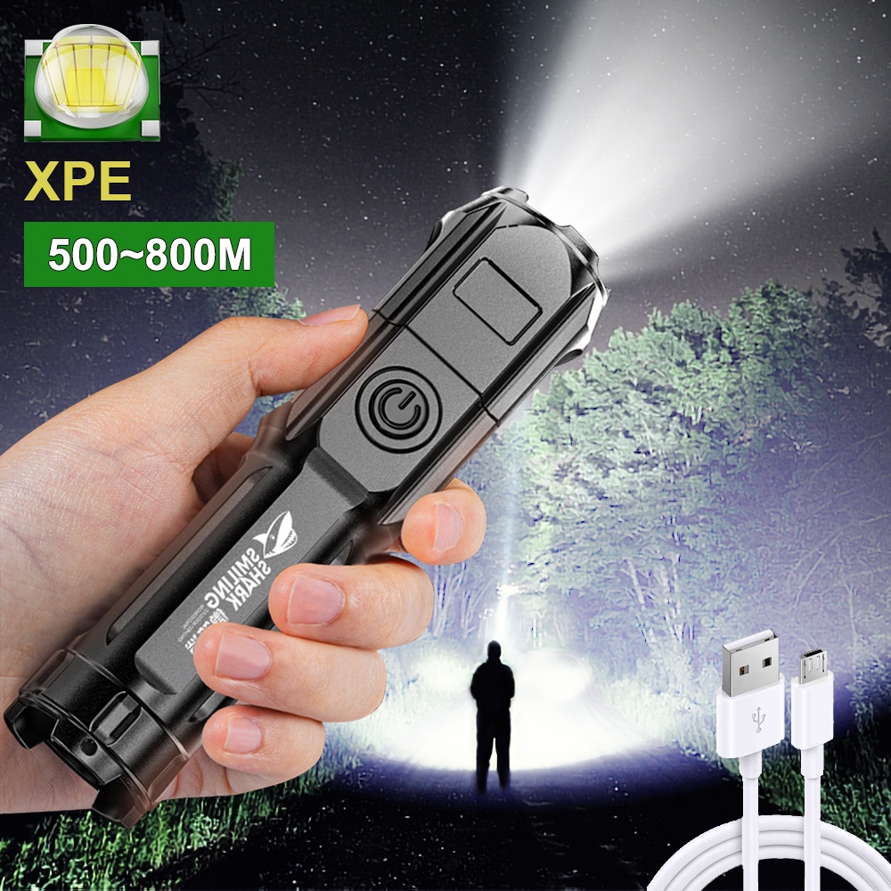 Led Flashlight Super Bright Zoom Flashlight Portable USB Rechargeable ...