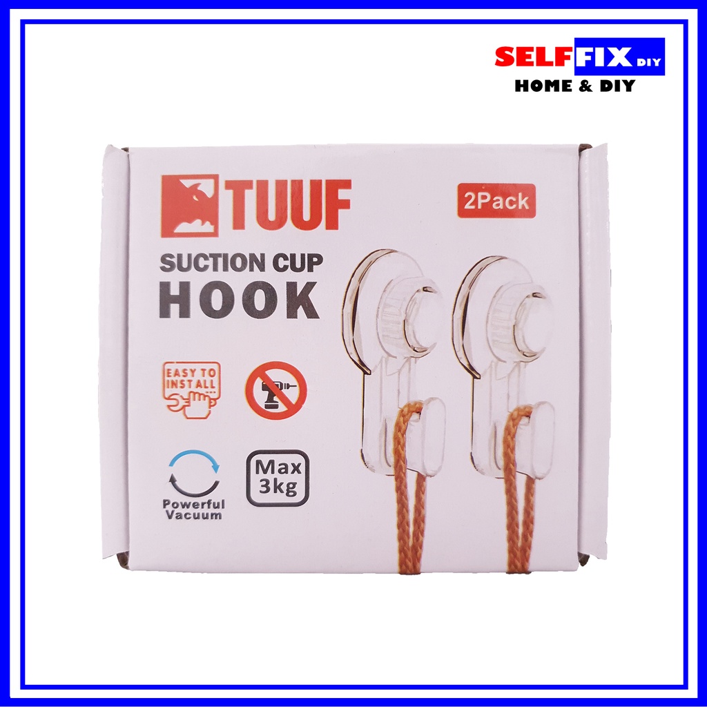 Tuuf RS-8809-5 Suction Cup Hooks 2pc White | Shopee Singapore