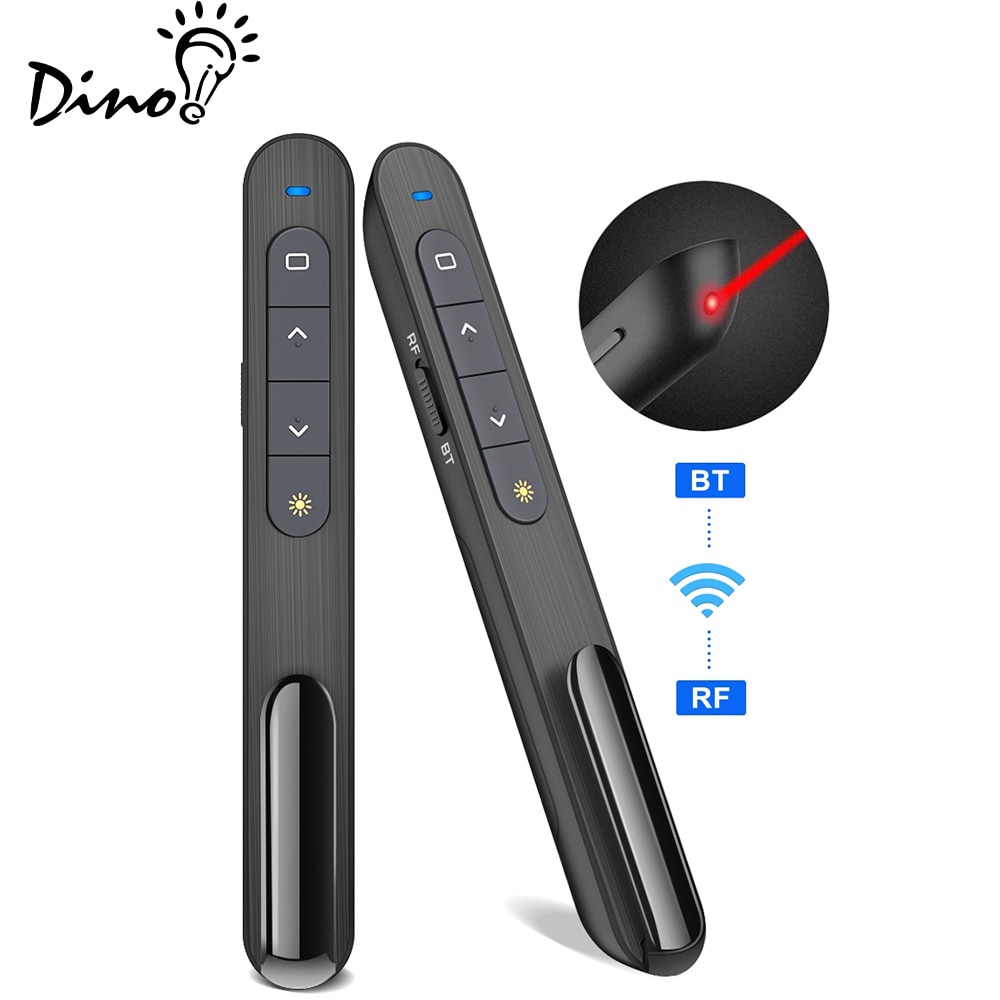 DinoFire Wireless Bluetooth Presenter For Powerpoint Presentation Red Light Pointer For PPT ...