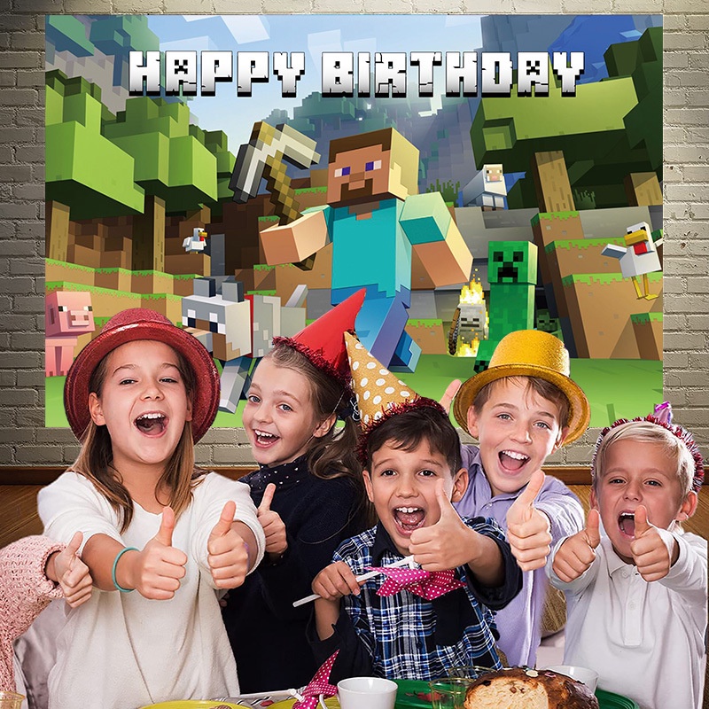 [SG] Minecraft Backdrop Photography Birthday Banner Supplies for Baby ...