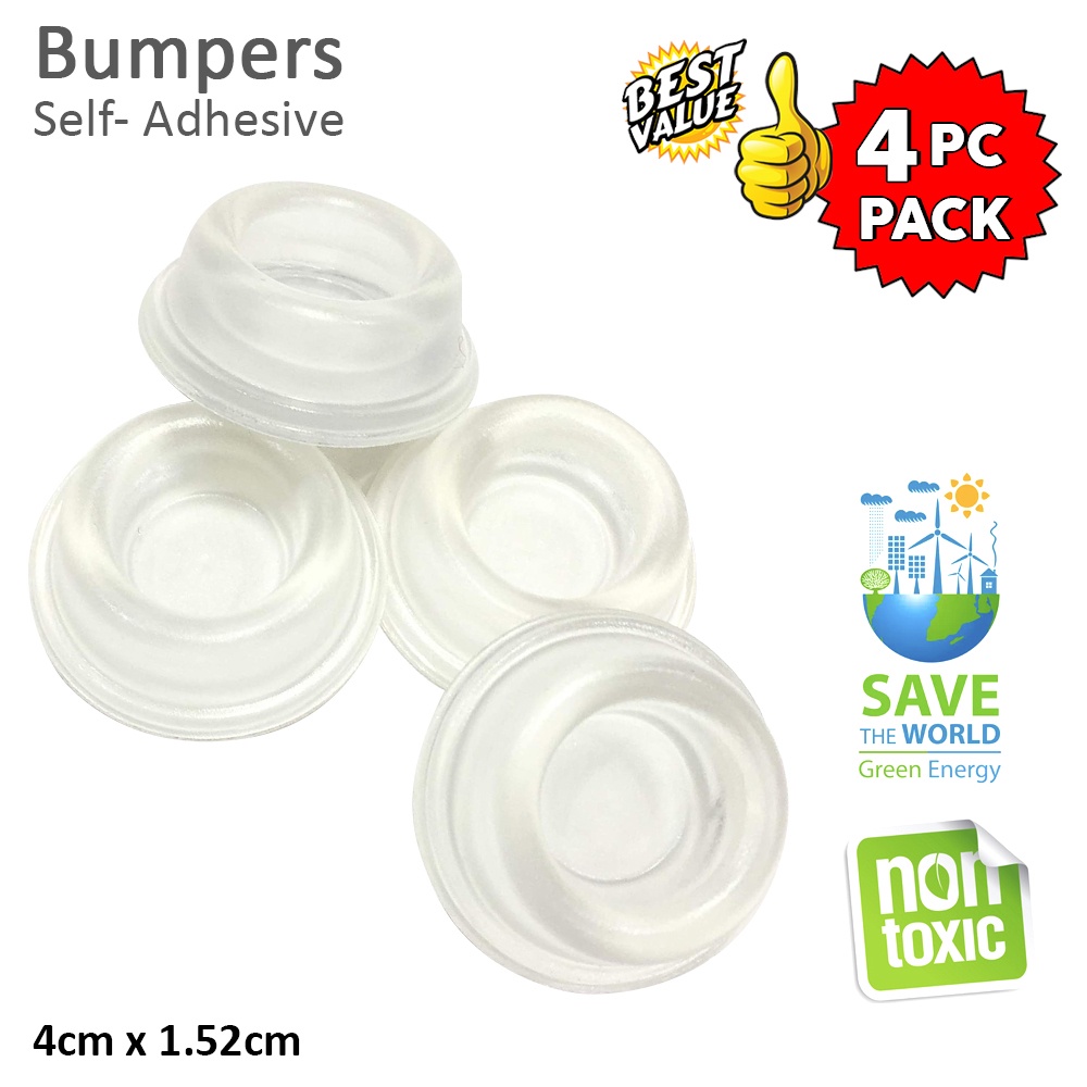 4 PACK | Big Clear Recess Self-Adhesive Bumpers | Noise Dampening ...