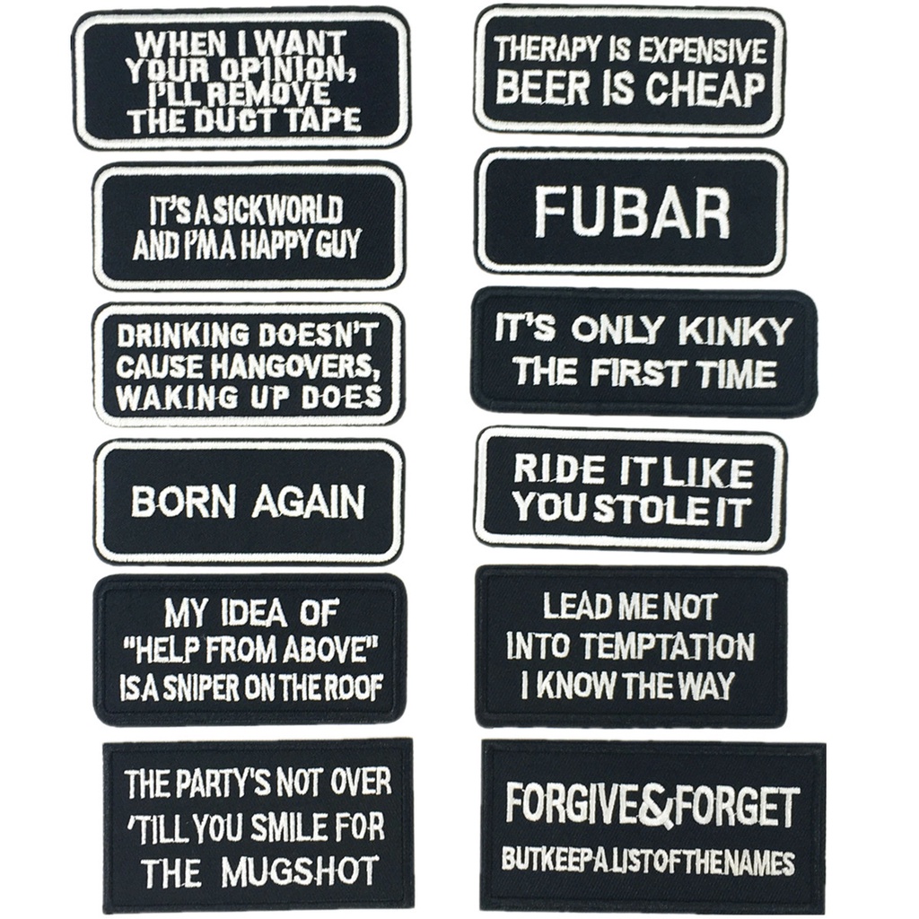 Unique English Letters FUBAR Patch Fashion 3D Embroidery Velcro Black ...