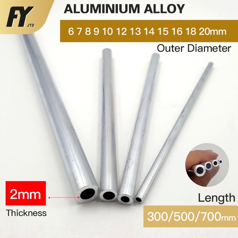 FUYI Aluminum tube 2mm wall thickness straight 300mm 500mm 700mm long ...
