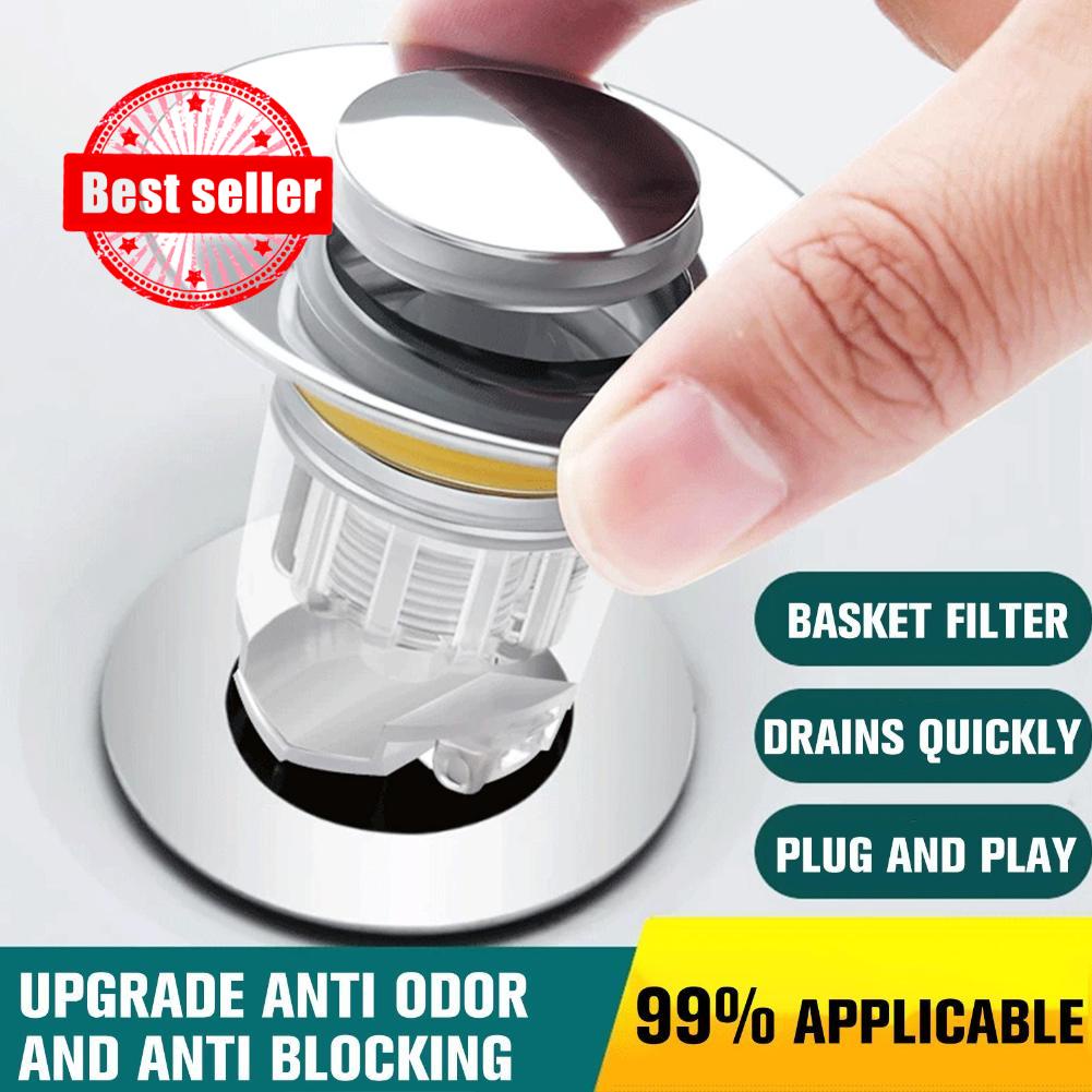 Universal Stainless Steel Basin Pop-Up Bounce Core Stopper Bathroom ...