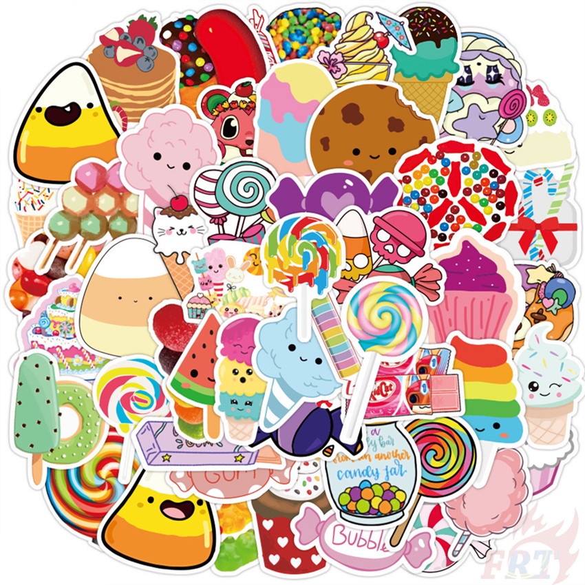 100Pcs/Set Rainbow Candy Lollipop Cupcake Dessert Series A Stickers ...