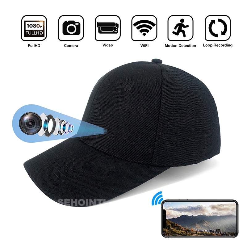 Mini WIFI Camera HD1080P Portable Hat Cam Wearable Recorder Photo Video ...