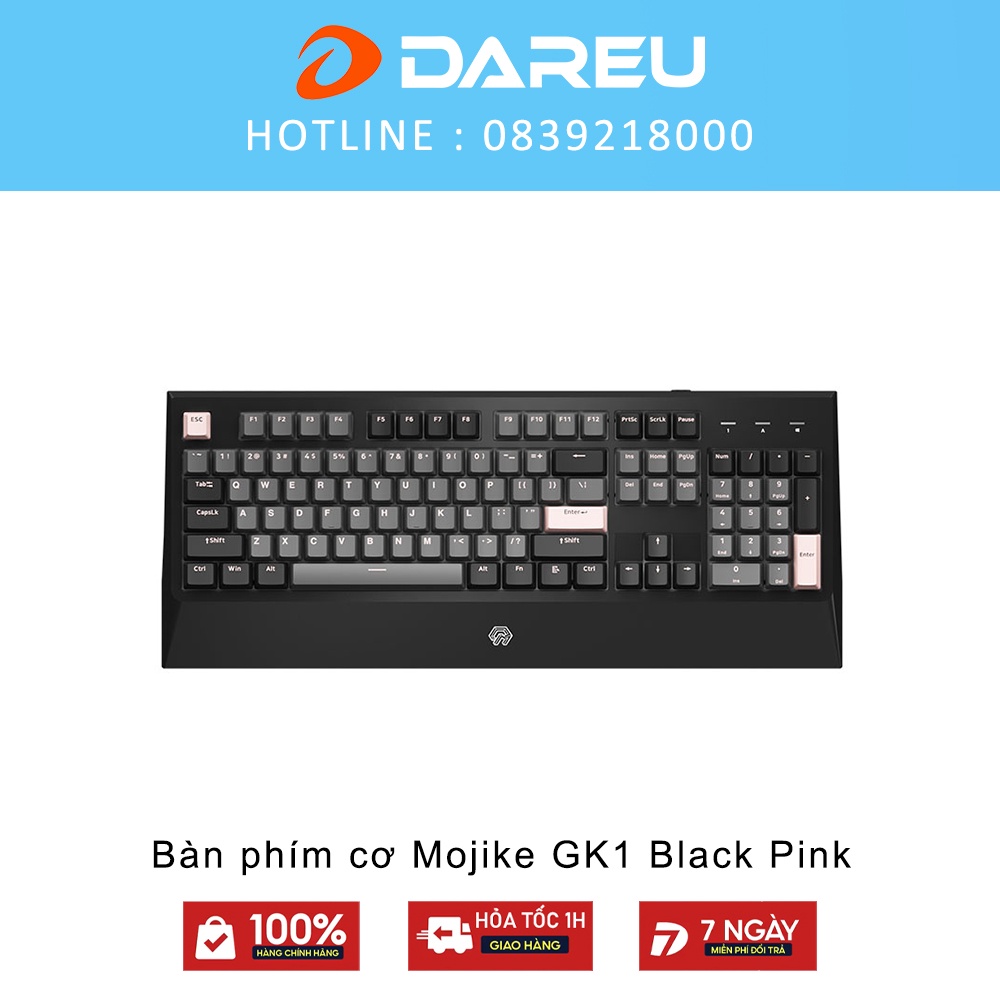 Mojike GK1 Black Pink mechanical keyboard (AKKO sw v2 / white LED ...