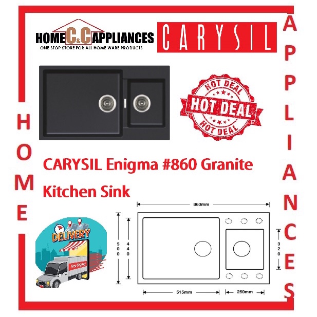 CARYSIL Enigma #860 Granite Kitchen Sink | Shopee Singapore
