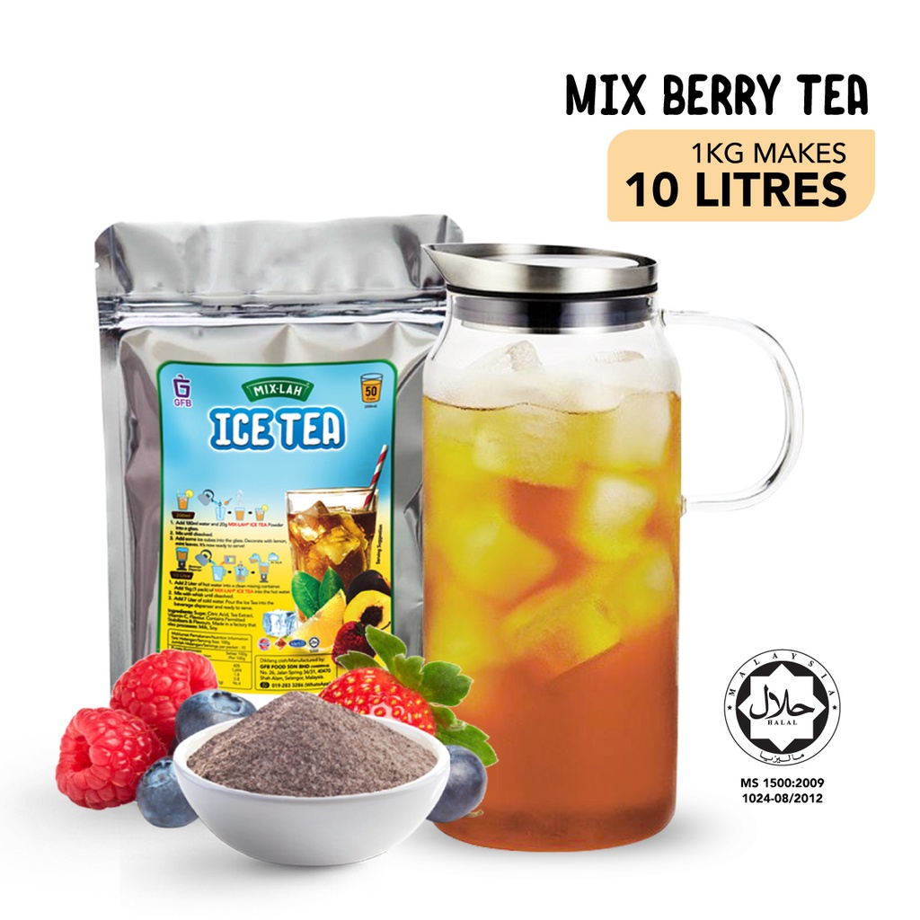 GFB MIX-LAH Instant Iced Tea Powder - Mix Berry Tea (1kg/Halal ...
