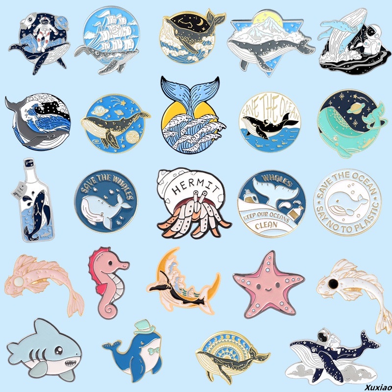 50 styles of marine animal lapel pins space astronaut shark marine ...