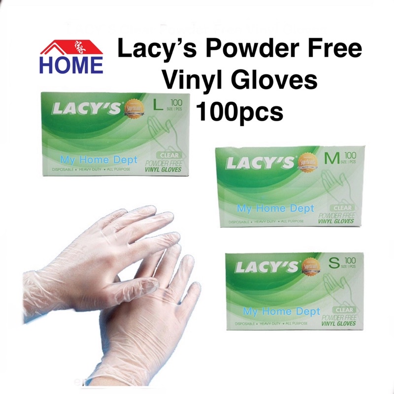 Lacy’s Powder Free Vinyl Gloves (100pcs) | Shopee Singapore