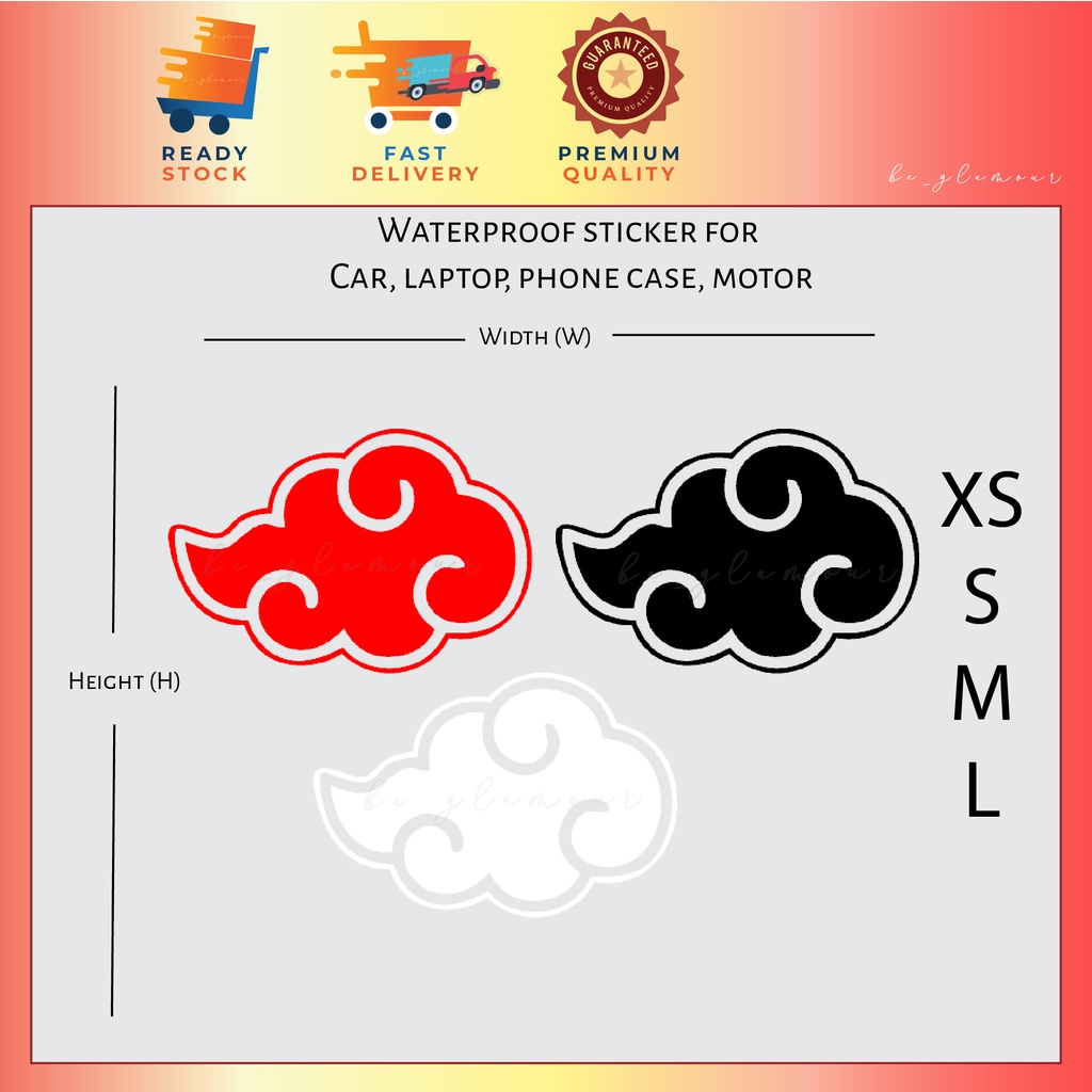 Naruto Akatsuki Logo Sticker Reflective stiker naruto itachi motor ...