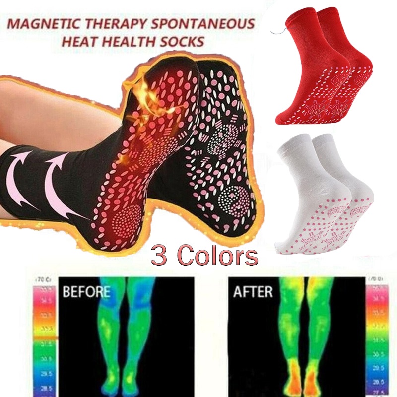 1 pair Unisex Keep Warm Self Heating Health Care Socks Tourmaline ...