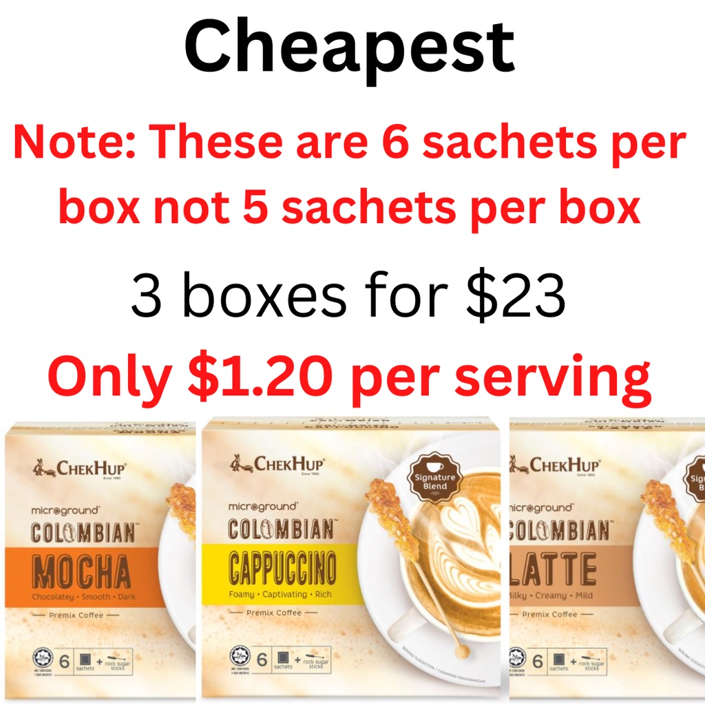 *6 servings/box* Chek Hup Ipoh Microground Coffee (Mocha, Cappuccino ...
