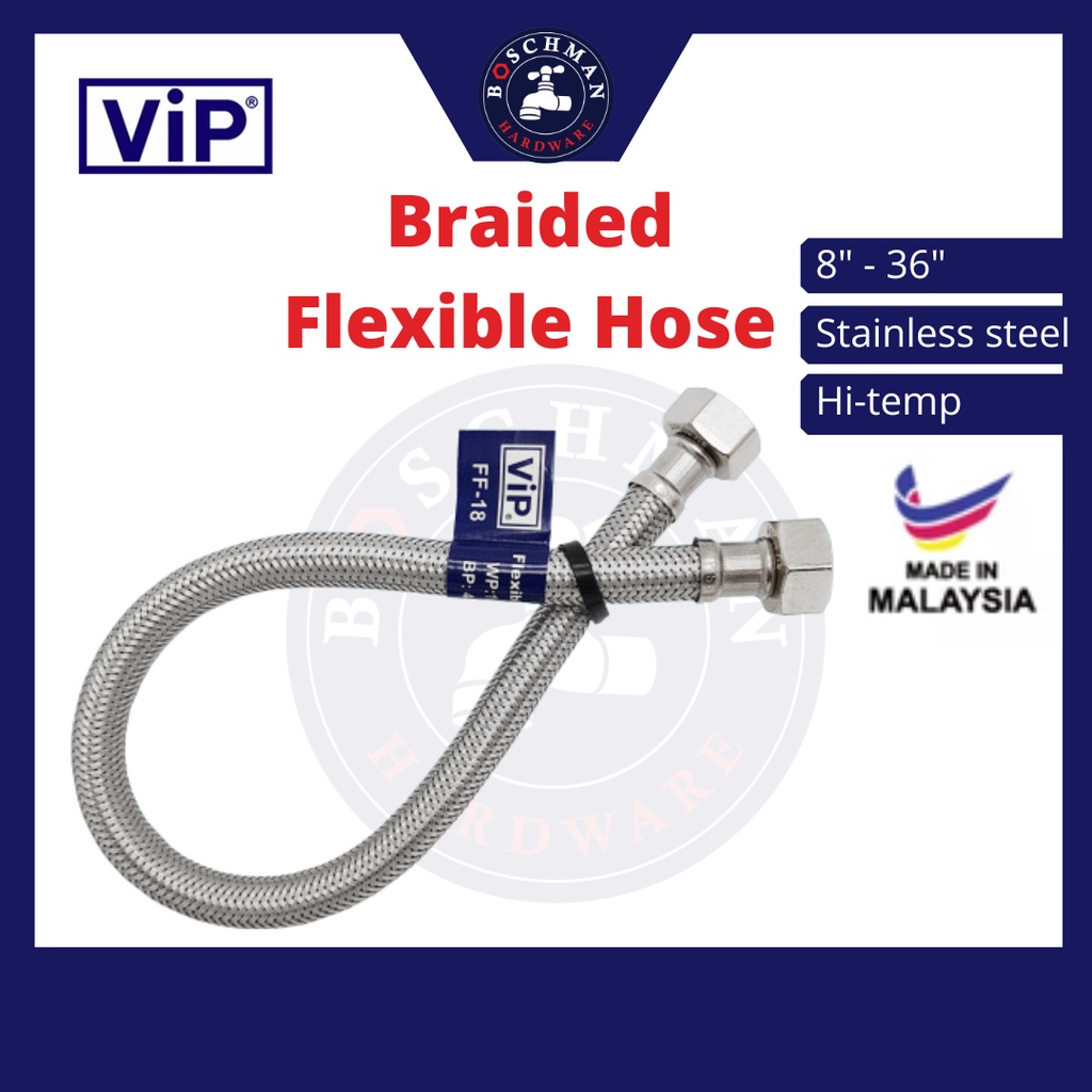 VIP Stainless Steel Braided Flexible Hose SS Flexible Hose 1/2 Inlet ...