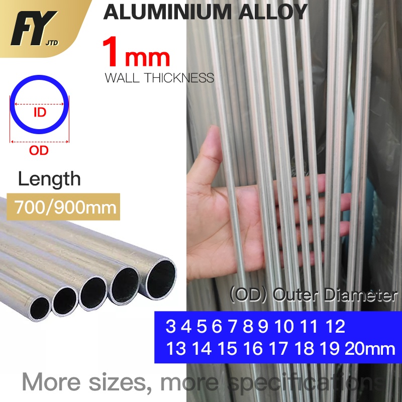 Aluminum tube 1mm wall thickness 700mm 950mm length 3-20mm outer ...