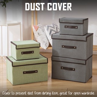 SG Foldable Linen Storage Box With Lid - Portable Non Woven Wardrobe ...
