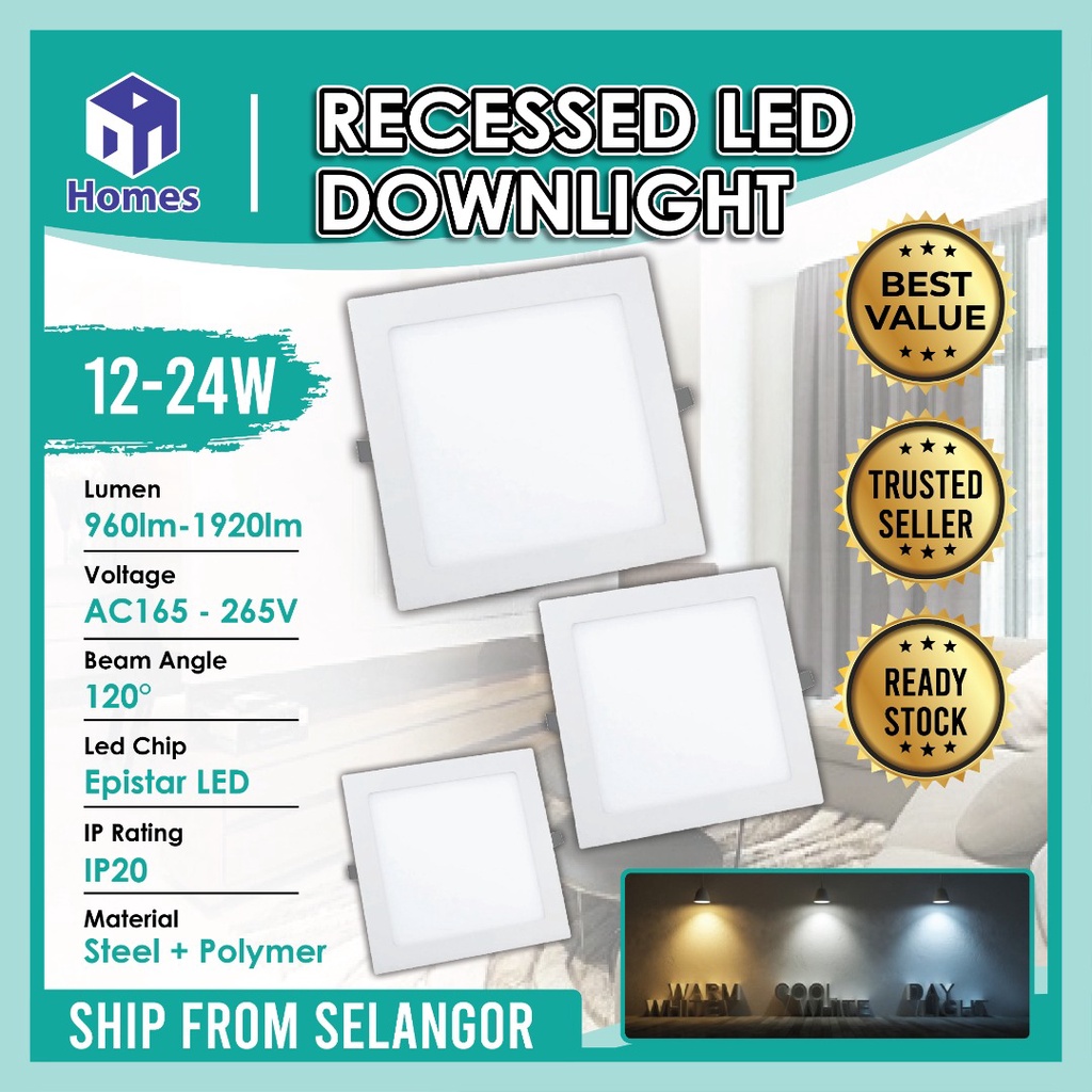 LED Downlight 12w 18w 24w 4 6 8 INCH Square LED DOWNLIGHT 6500k 3000k ...