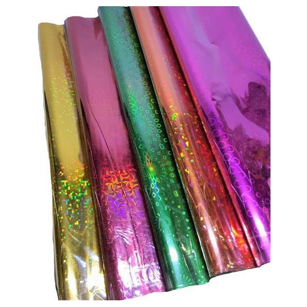 Plastic hologram motif 70x50cm Colorful Gift wrapping plastic wrapping ...