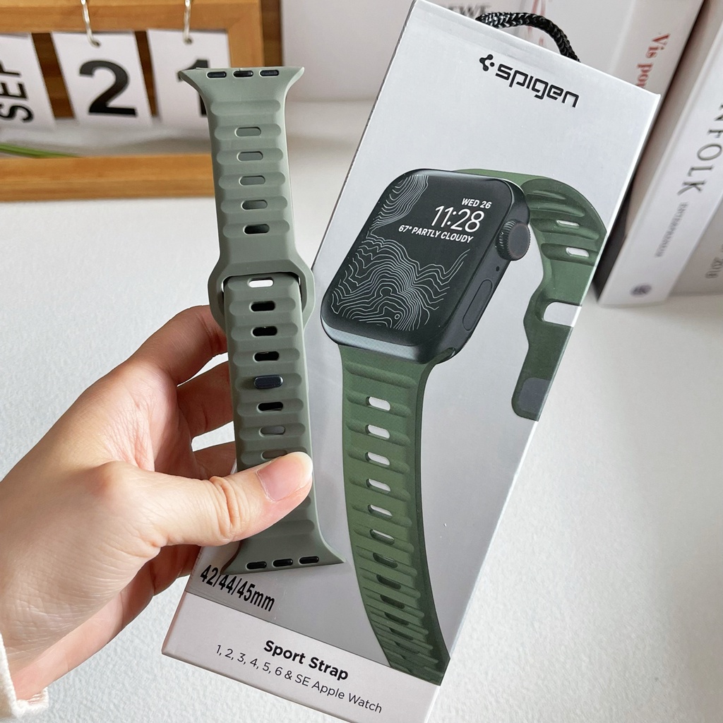 Spigen Silicone Strap for iWatch 45mm 41mm 44mm 40mm Watchband ...