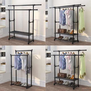 YOULITE Balcony Clothes Hanger With Wheels Drying Rack Coat Rack ...
