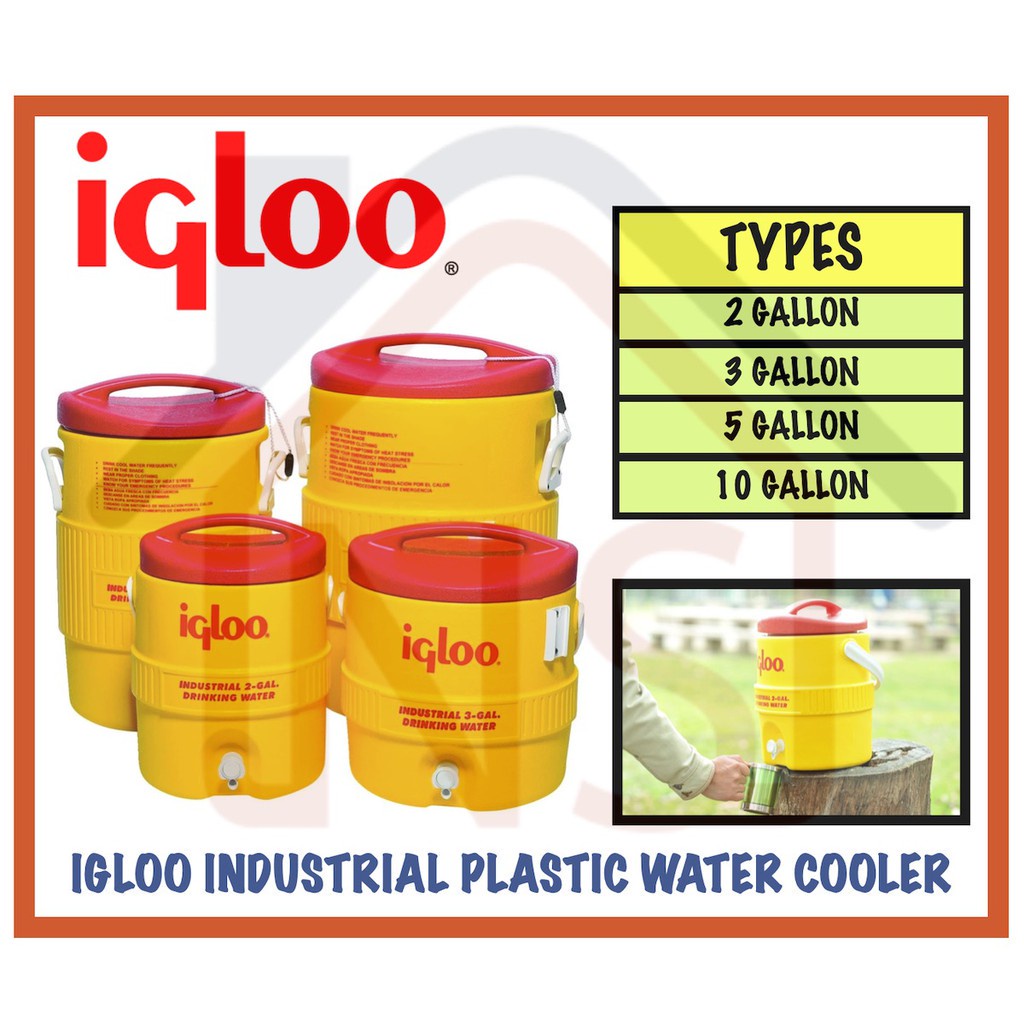 IGLOO Portable Yellow Plastic Water Cooler for Sports Camping Fishing ...