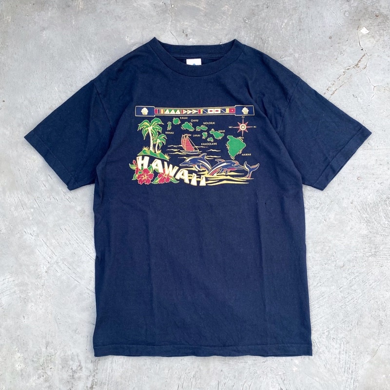 Hawaii MAP VINTAGE 2000s TEE (Navy) | Shopee Singapore